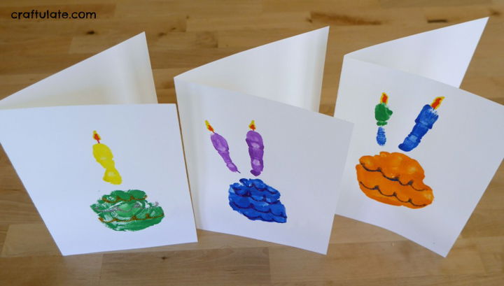 Handprint Birthday Cake Cards - Craftulate