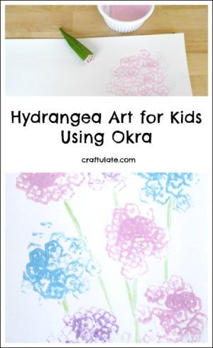 Hydrangea Art for Kids Using Okra - Craftulate