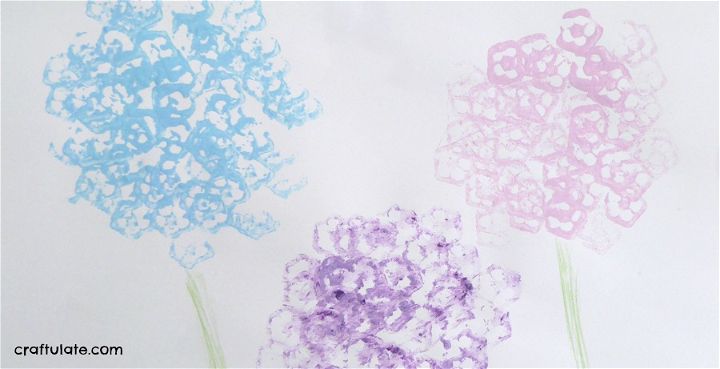 Hydrangea Art for Kids Using Okra - Craftulate